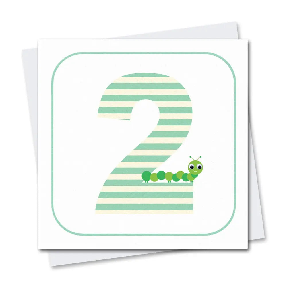 Age 2 Casper Caterpillar Stripey Cats | Age 2 Childrens Birthday Card ...